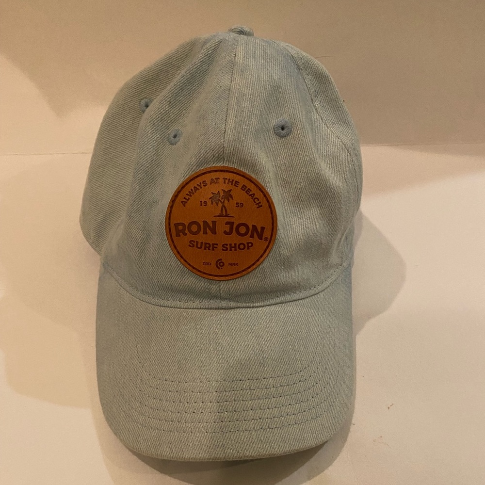 Leather Patch Ron Jon Surf Shop Cap. Light Blue. - Gem